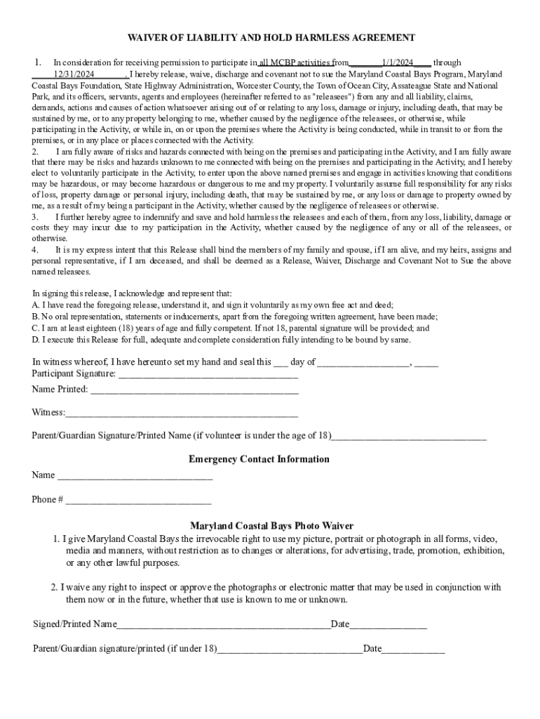 Fillable Online Waiver of Liability Fax Email Print - pdfFiller