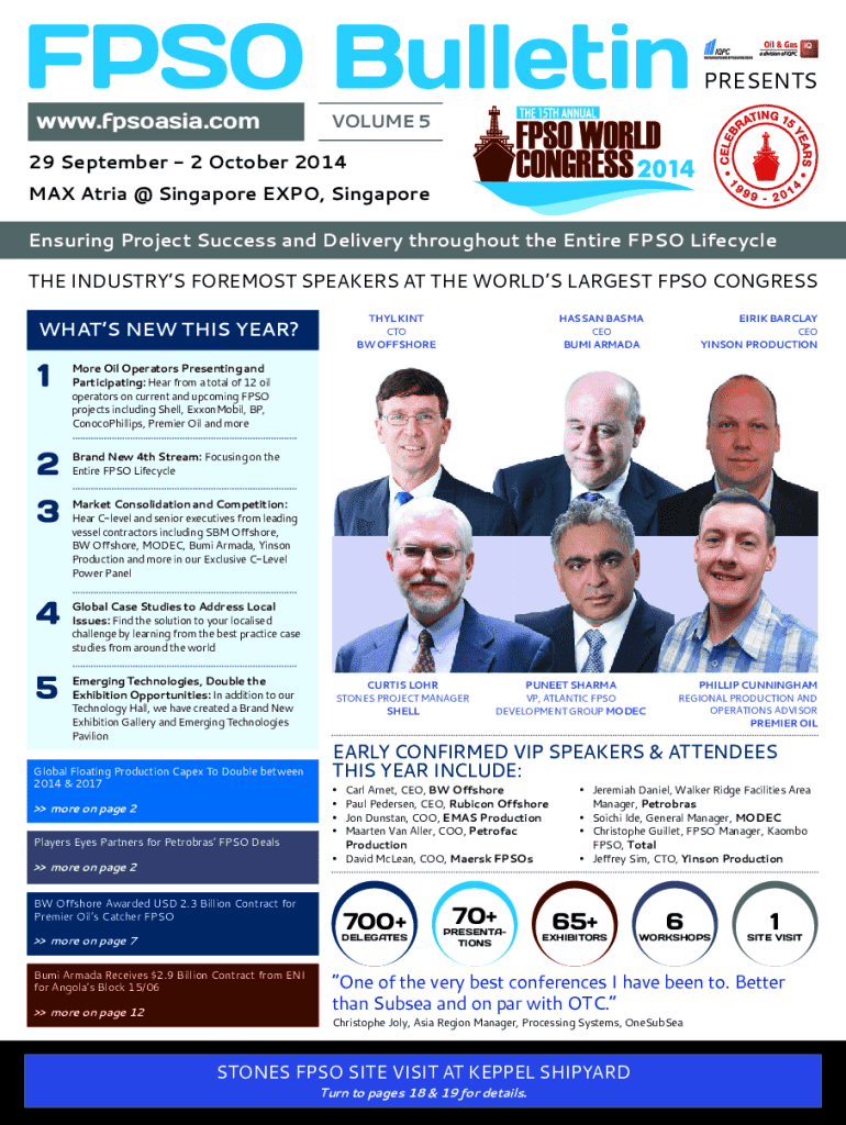 Fillable Online 15th Anniversary Edition Fpso World Congress Fax Email ...