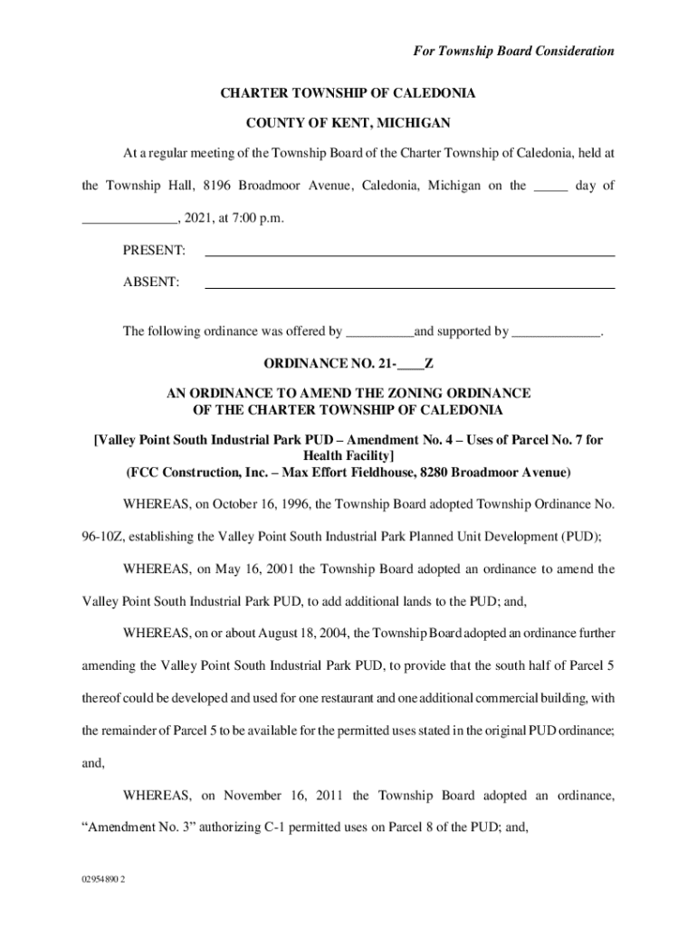 Fillable Online For Township Board Consideration Fax Email Print ...