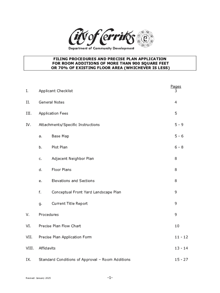 Fillable Online Filing Procedures and Precise Plan Application for Room ...