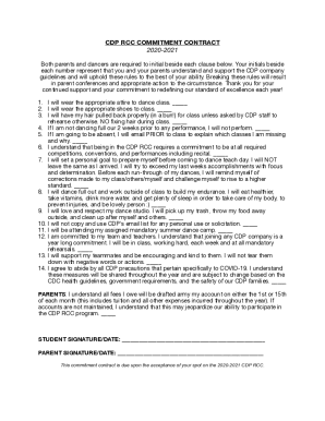 Fillable Online Cdp Rcc Commitment Contract 2020-2021 Fax Email Print ...