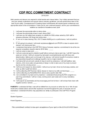 Fillable Online Cdp Rcc Commitment Contract 2018-2019 Fax Email Print ...