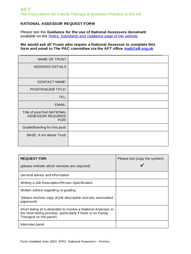 National Assessor Request Doc Template | pdfFiller
