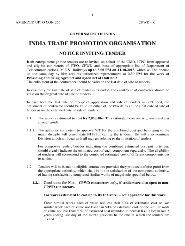 Fillable Online Notice Inviting Tender Fax Email Print - pdfFiller