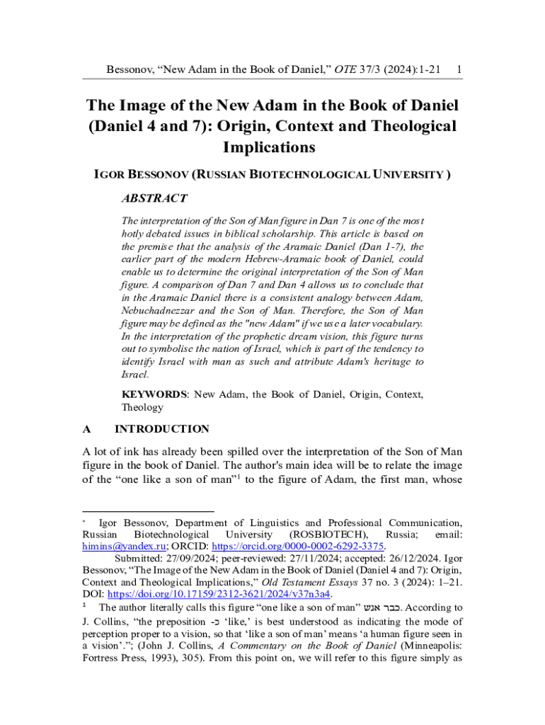 Fillable Online Bessonov, New Adam in the Book of Daniel, OTE 37/3 ...
