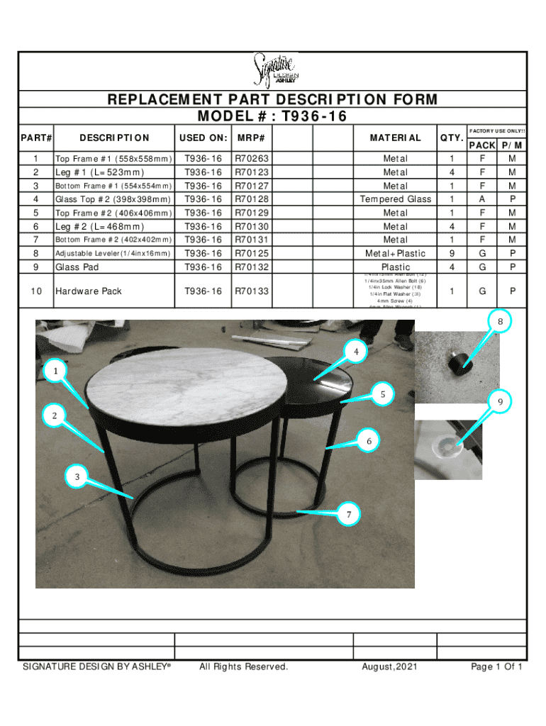 Fillable Online Replacement Part Description Form Fax Email Print ...