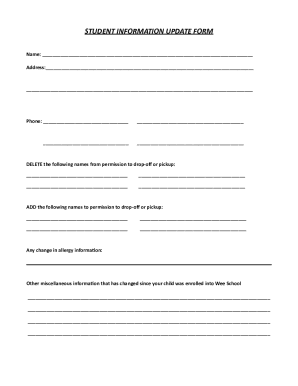Fillable Online Student Information Update Form Fax Email Print - pdfFiller