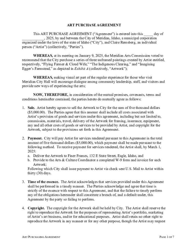 Fillable Online Art Purchase Agreement Fax Email Print - pdfFiller