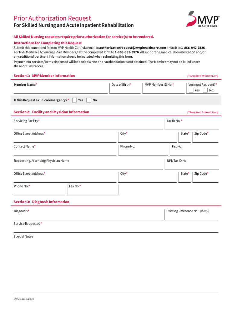 Fillable Online Prior Authorization Request for Skilled Nursing and ...