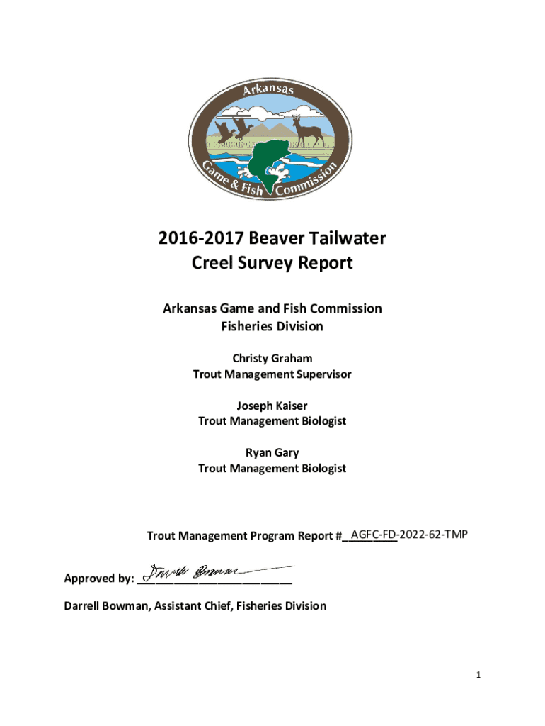 Fillable Online 2016-2017 Beaver Tailwater Creel Survey Report Fax ...