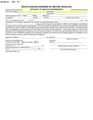 Fillable Online Affidavit of Vehicle Repossession Fax Email Print ...