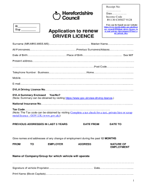 Fillable Online Application to Renew Driver Licence Fax Email Print ...