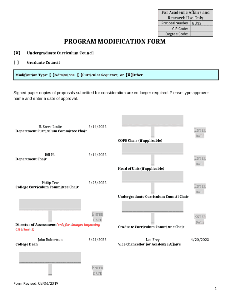 Program Modification Doc Template | pdfFiller
