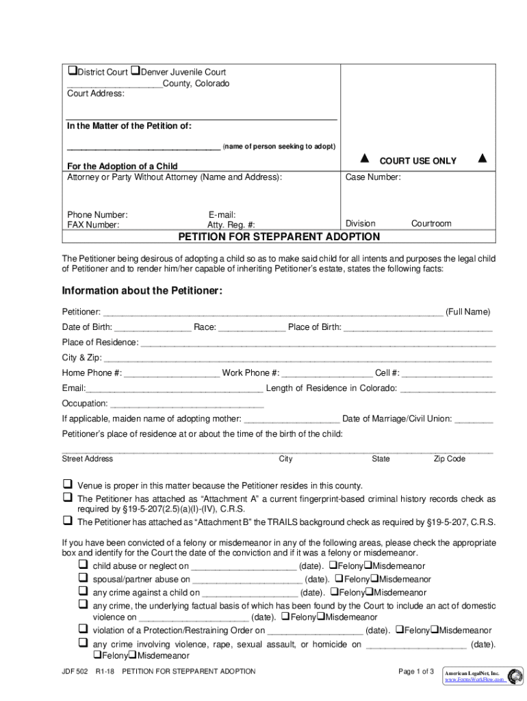 Fillable Online Petition for Stepparent Adoption Fax Email Print ...