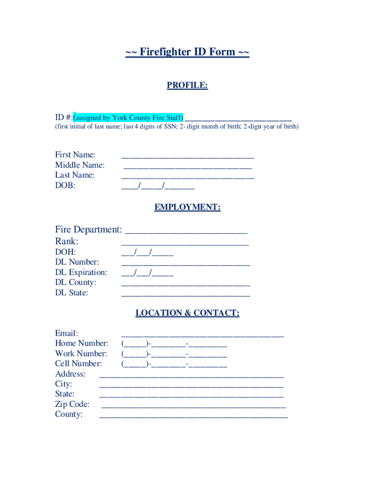Fillable Online Firefighter Identification Form Fax Email Print - pdfFiller