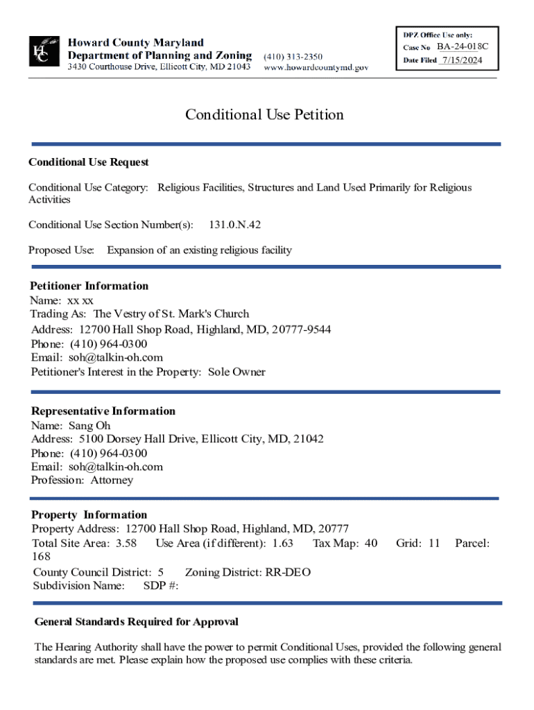 Fillable Online Conditional Use Petition Fax Email Print - pdfFiller