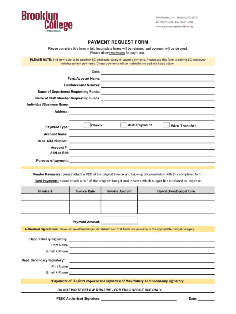 Fillable Online Payment Request Form Fax Email Print - pdfFiller
