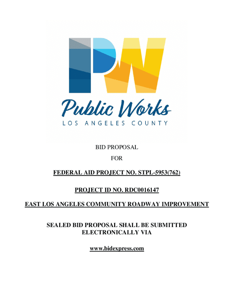 Fillable Online Bid Proposal for Federal Aid Project No. Stpl-5953(762 ...