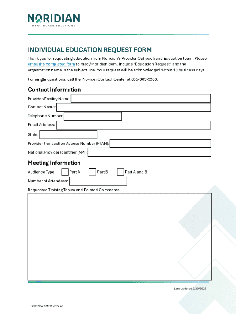 Fillable Online Individual Education Request Form Fax Email Print - pdfFiller