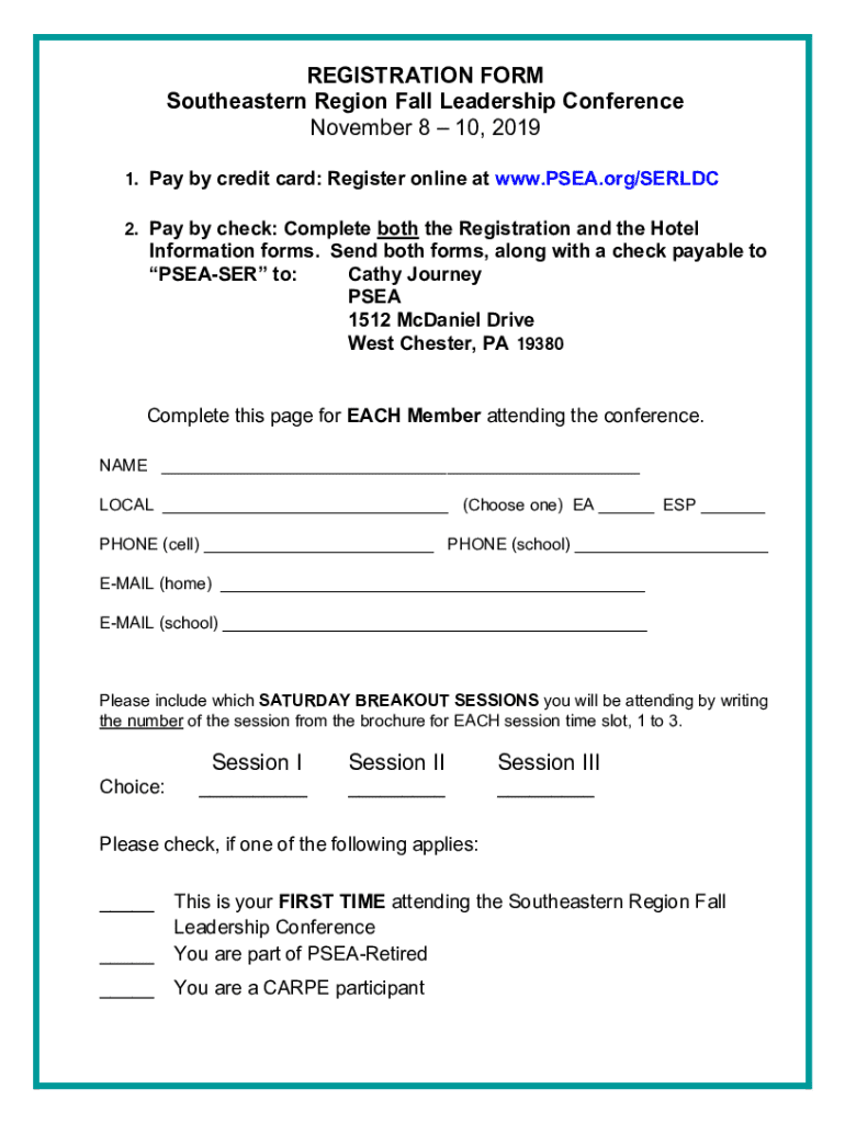 Fillable Online Southeastern Region Fall Leadership Conference Fax Email Print - pdfFiller