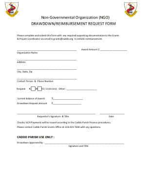 Fillable Online Non-governmental Organization (ngo) Drawdown/reimbursement Request Fax Email ...