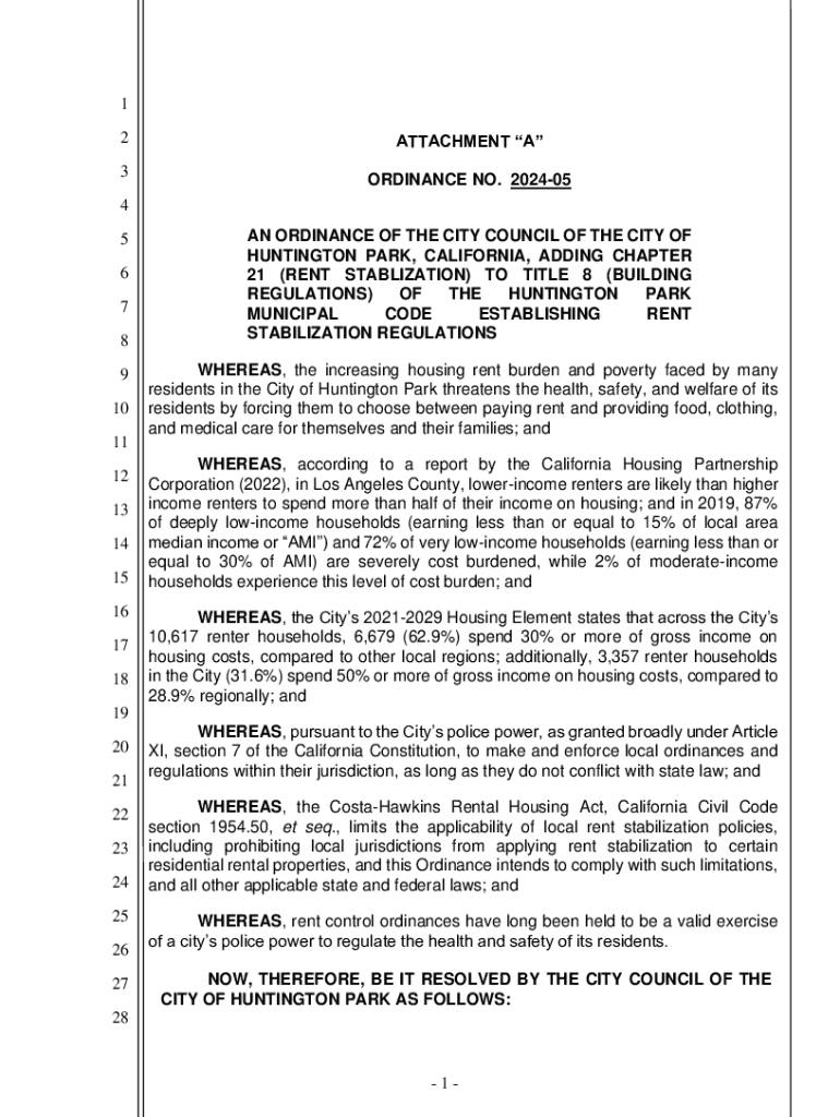 Fillable Online Rent Stabilization Ordinance Fax Email Print - pdfFiller