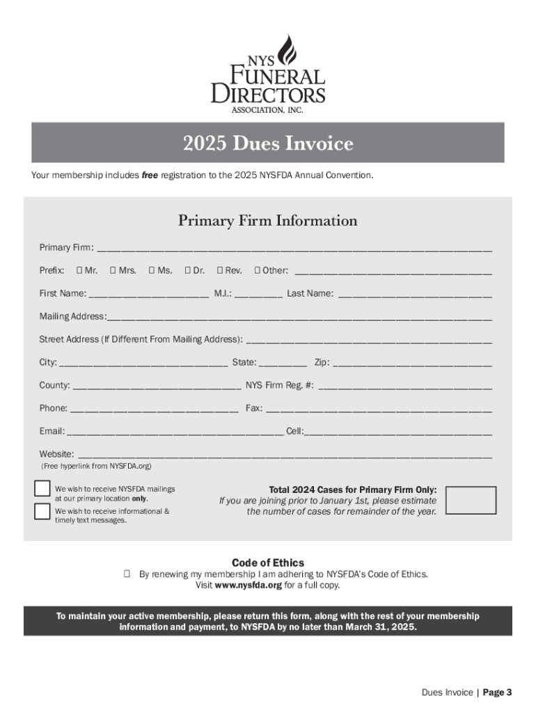 Fillable Online 2025 Dues Invoice Fax Email Print - pdfFiller