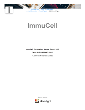 Fillable Online Immucell Corporation Annual Report 2022 Fax Email Print - pdfFiller
