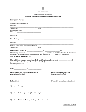 Remplissable en ligne Avenant (prolongation Ou Interruption Du Stage ...