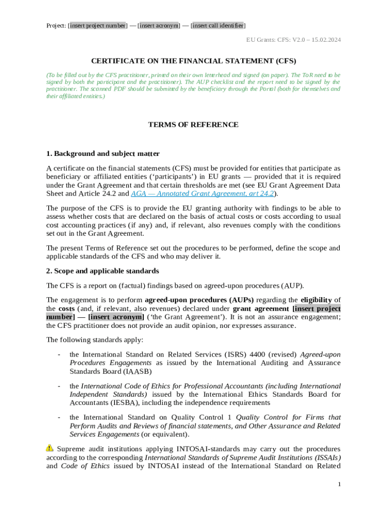 Certificate on the Financial Statement (cfs) - ec europa Doc Template ...