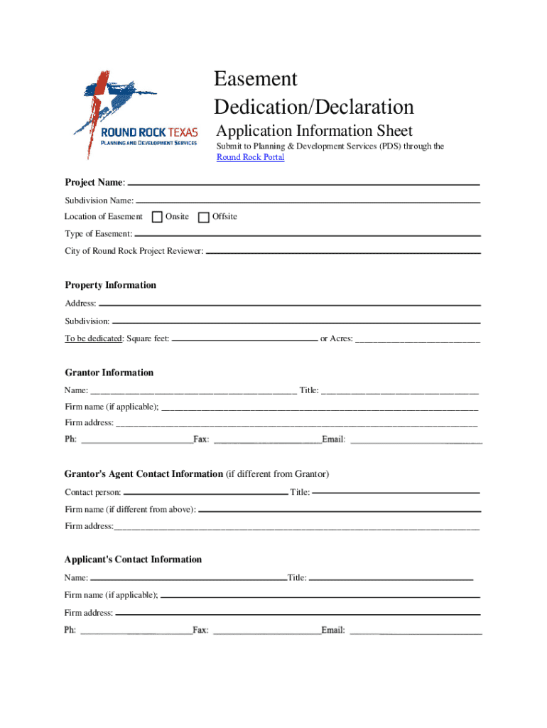 Fillable Online Easement Dedication Application Information Fax Email Print - pdfFiller