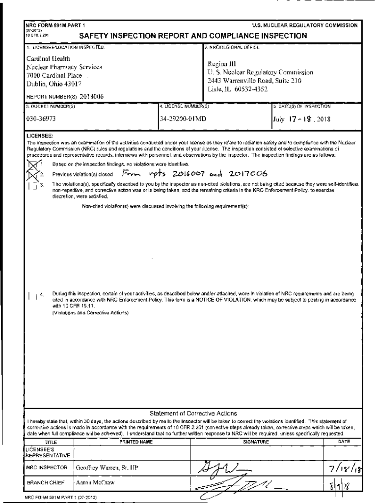Fillable Online Safety Inspection Report and Compliance Inspection Fax Email Print - pdfFiller