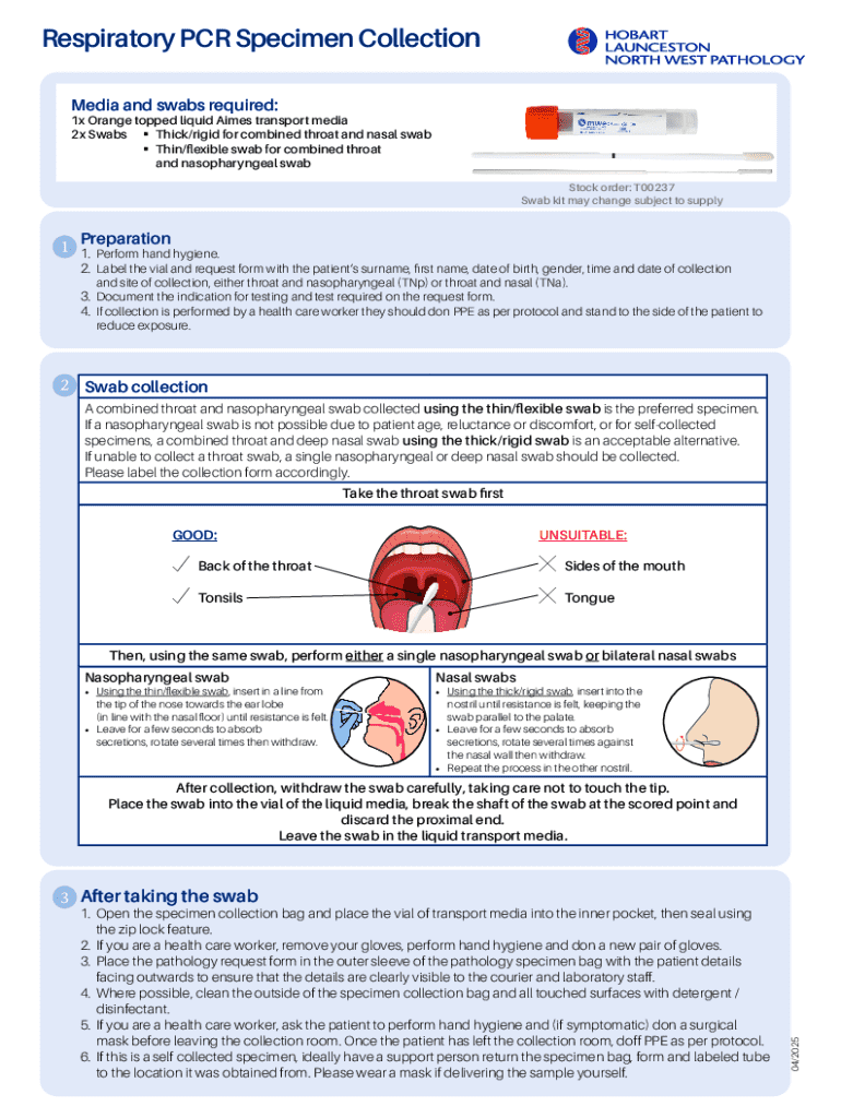 Fillable Online Respiratory Pcr Specimen Collection Guidelines Fax ...