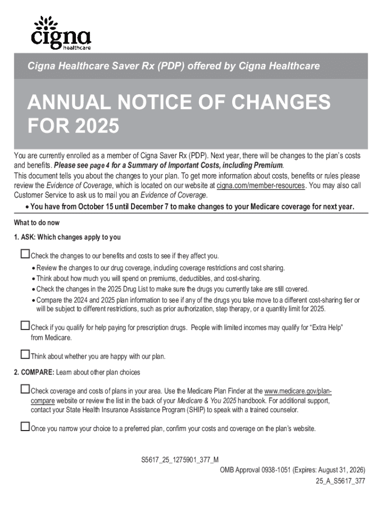 Fillable Online Annual Notice of Changes for Cigna Healthcare Saver Rx ...