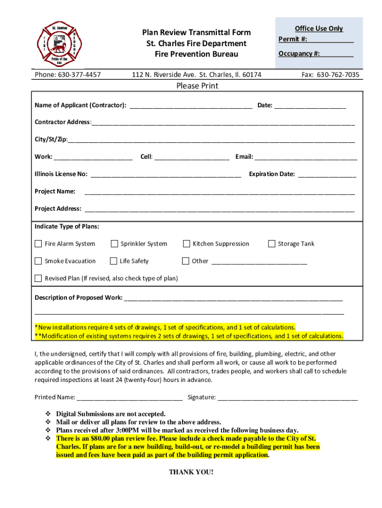 Fillable Online Plan Review Transmittal Form Fax Email Print - pdfFiller