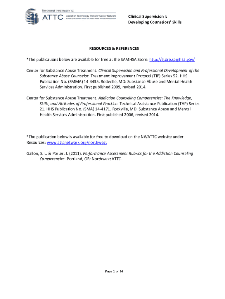 Fillable Online Clinical Supervision I: Developing Counselors’ Skills Fax Email Print - pdfFiller