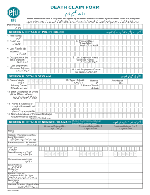 Fillable Online Death Claim Form Fax Email Print - pdfFiller