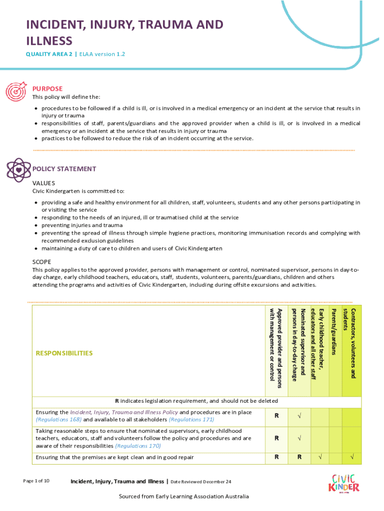 Fillable Online Incident, Injury, Trauma and Illness Policy Fax Email ...