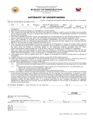 Fillable Online Affidavit of Undertaking Fax Email Print - pdfFiller