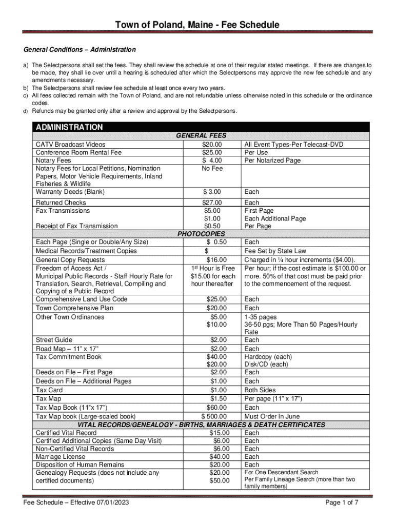 Fillable Online Town of Poland, Maine - Fee Schedule Fax Email Print ...