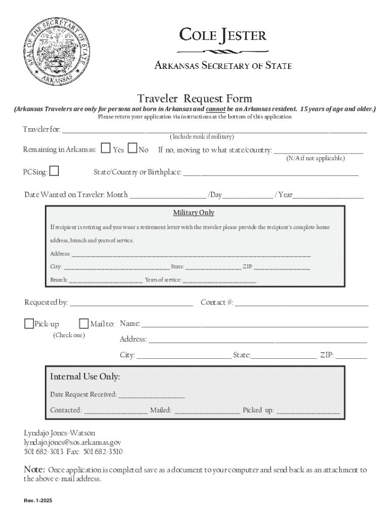 Fillable Online Traveler Request Form Fax Email Print - pdfFiller