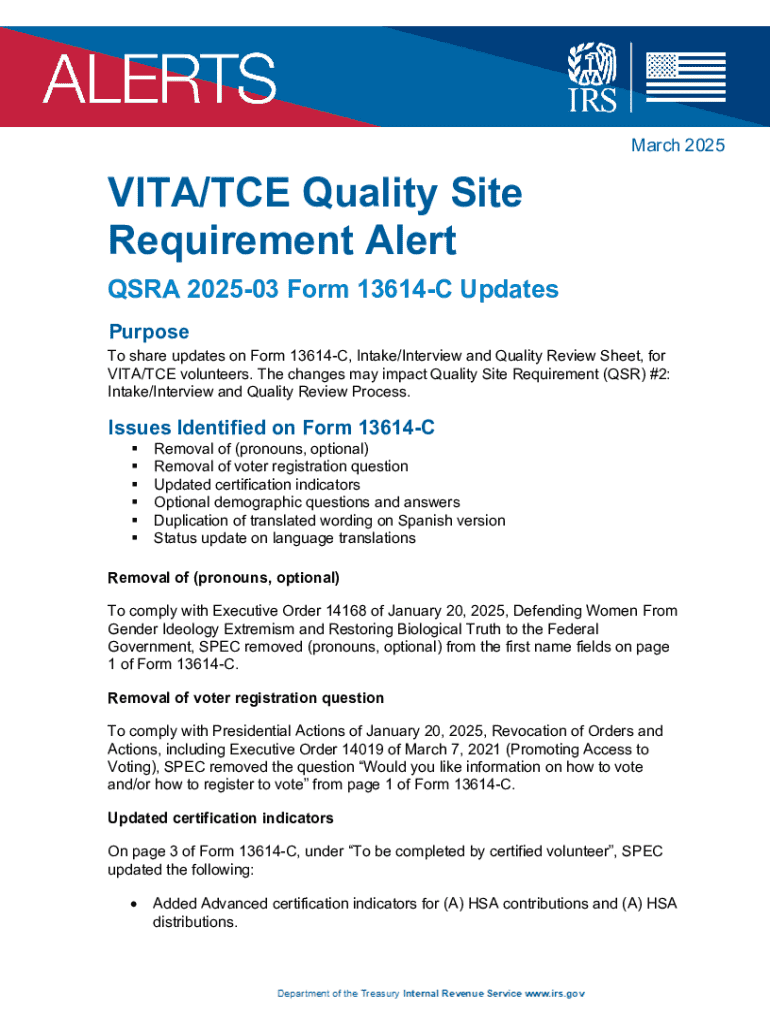Fillable Online Vita/tce Quality Site Requirement Alert Fax Email Print ...