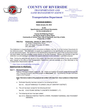 Fillable Online Addendum to Specifications and Contract Documents for Avenue 48 Widening Project ...