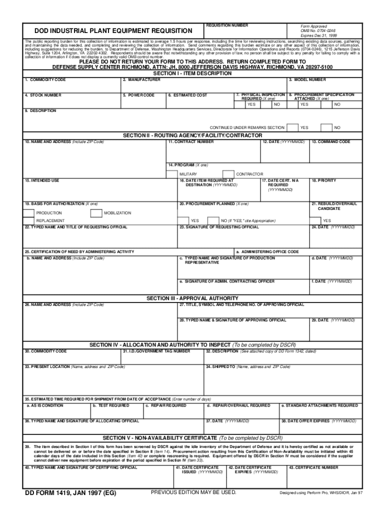 Fillable Online Dod Industrial Plant Equipment Requisition Fax Email ...