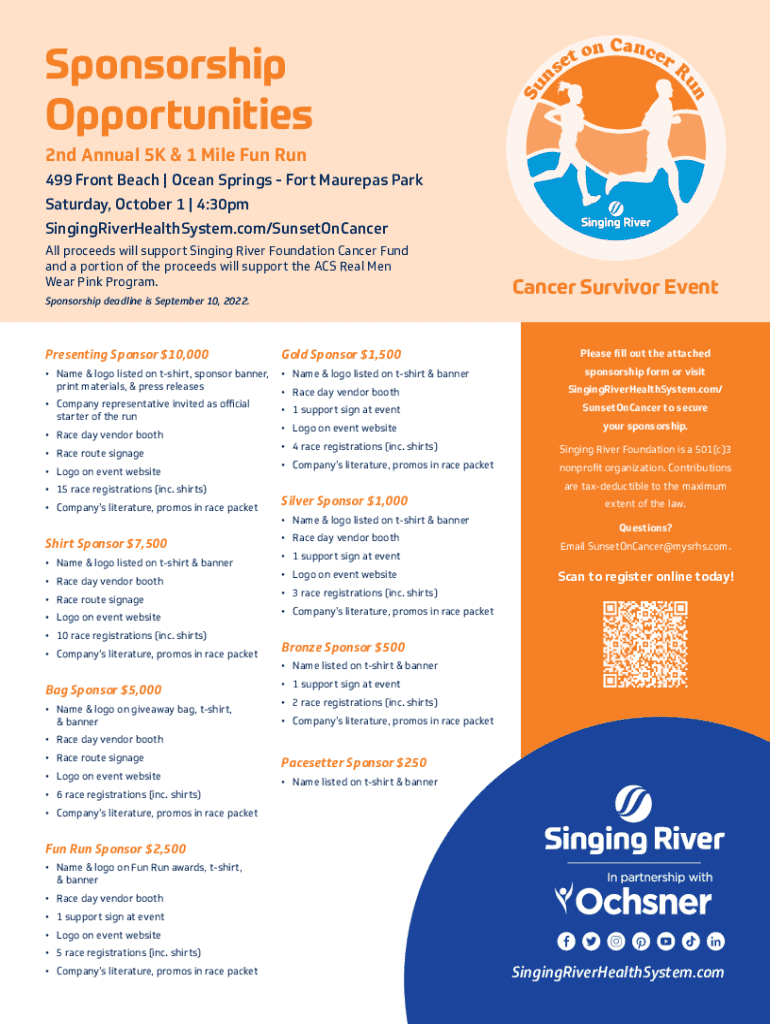 Fillable Online 2nd Annual 5k & 1 Mile Fun Run Sponsorship Fax Email ...