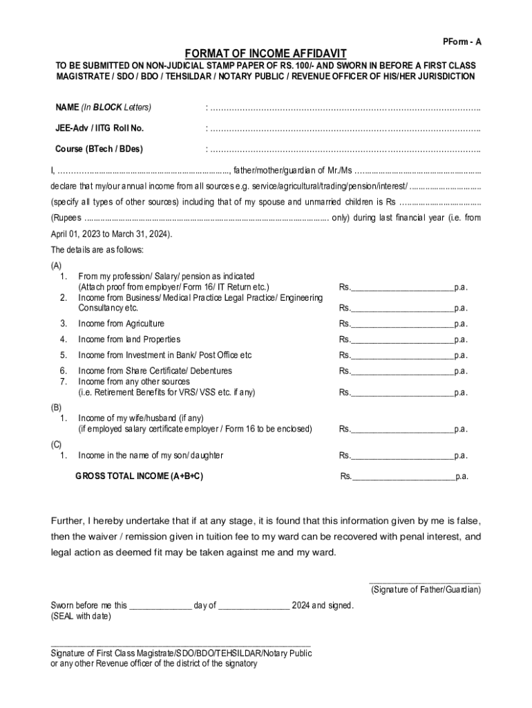 Fillable Online Format of Income Affidavit Fax Email Print - pdfFiller