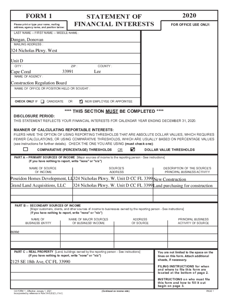 Fillable Online Statement of Financial Interests Fax Email Print - pdfFiller