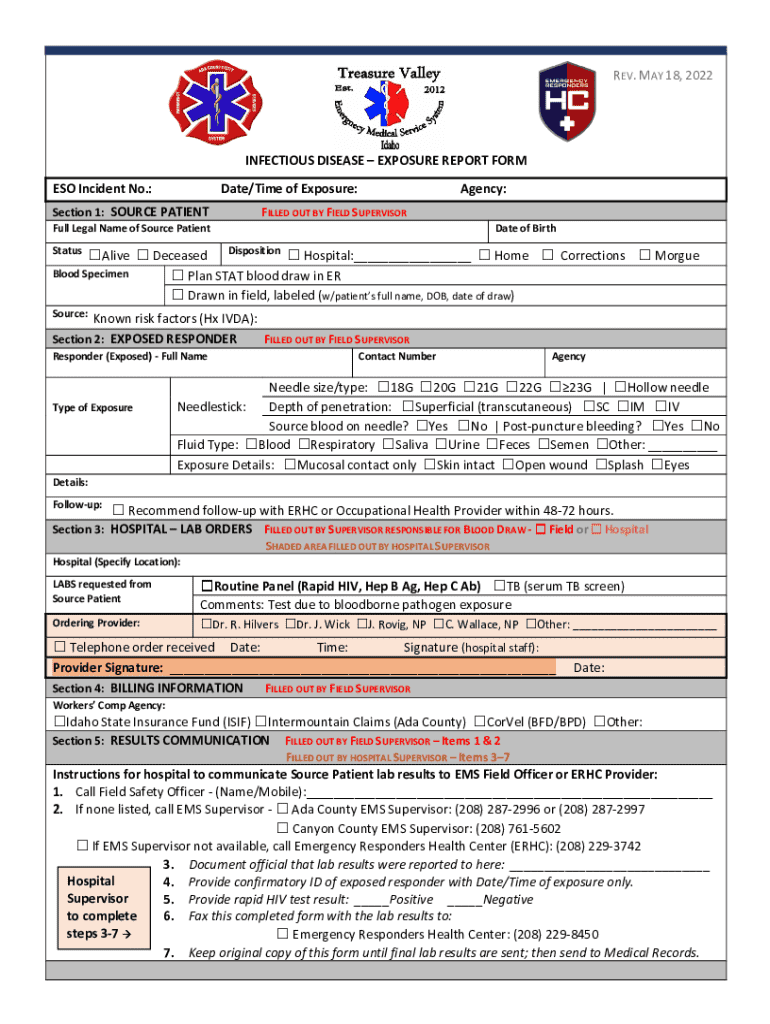 Fillable Online Infectious Disease – Exposure Report Form Fax Email ...