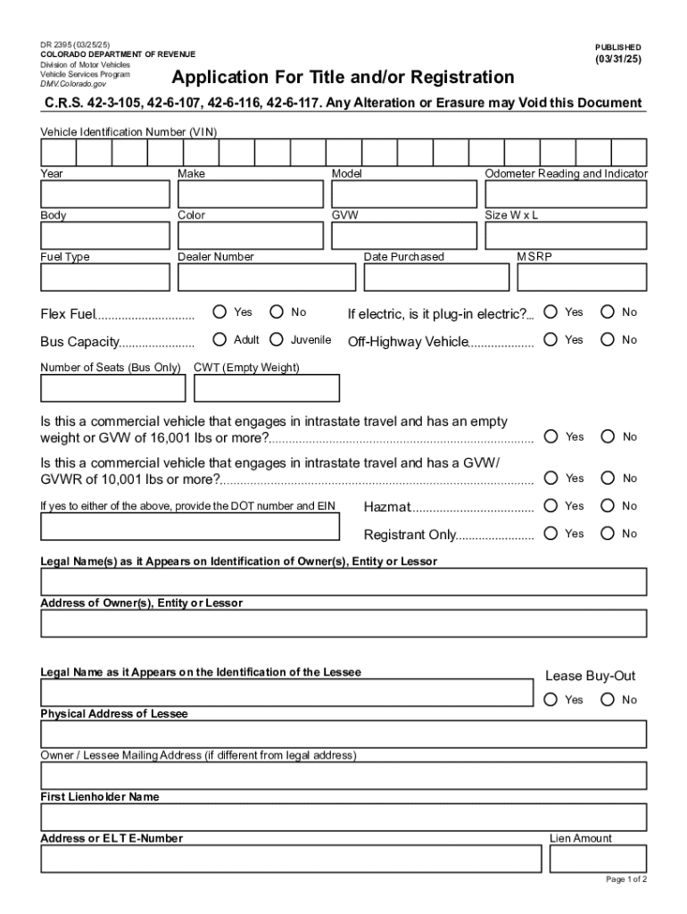 Fillable Online Application for Title and/or Registration Fax Email ...