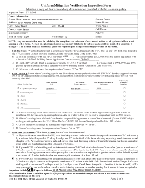 Fillable Online Uniform Mitigation Verification Inspection Form Fax ...